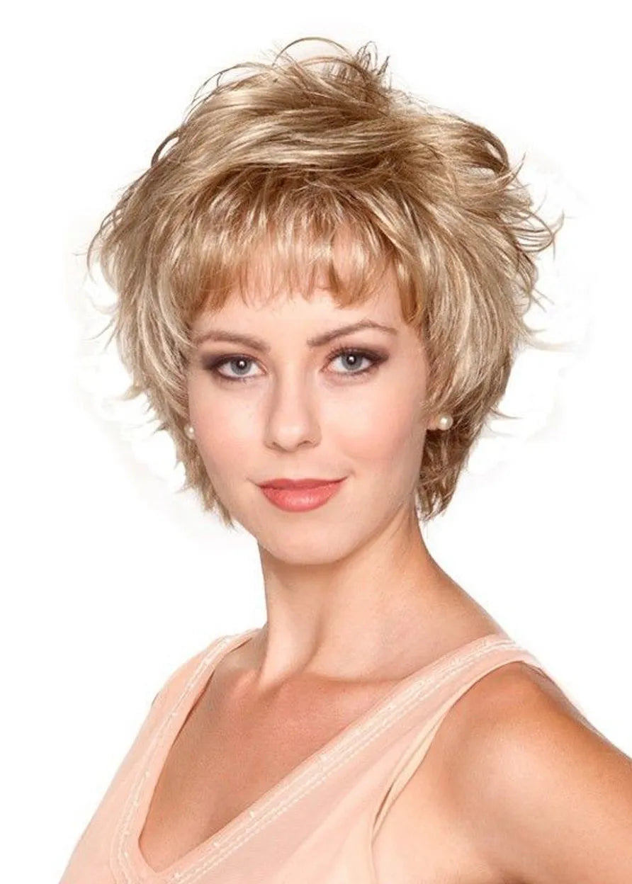 short-blonde-color-curly-layered-lace-front-synthetic-hair-wig-8-inches – WigKiss