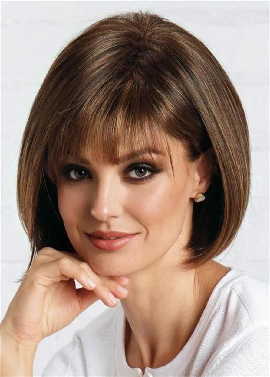 Short Bob Straight Human Hair With Bang Women Wig – WigKiss