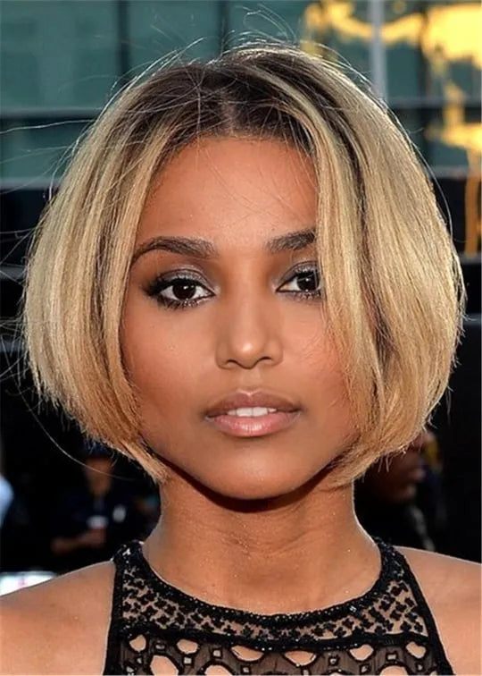 Short Bob Middle Parted Synthetic Hair Straight Wig 12 Inches – WigKiss