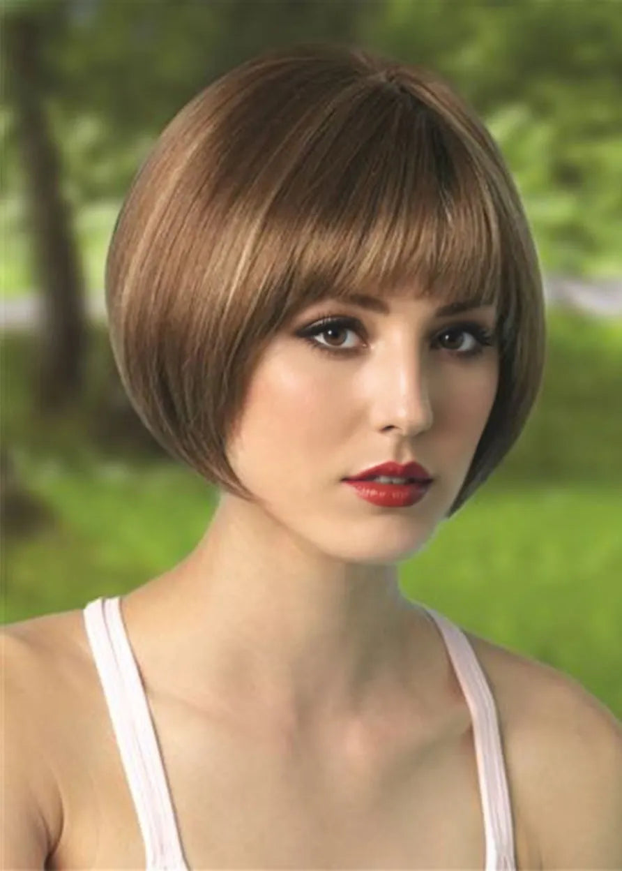 Short Bob Hairstyle Wigs For Women With Bangs Synthetic Hair Wigs Stra – WigKiss