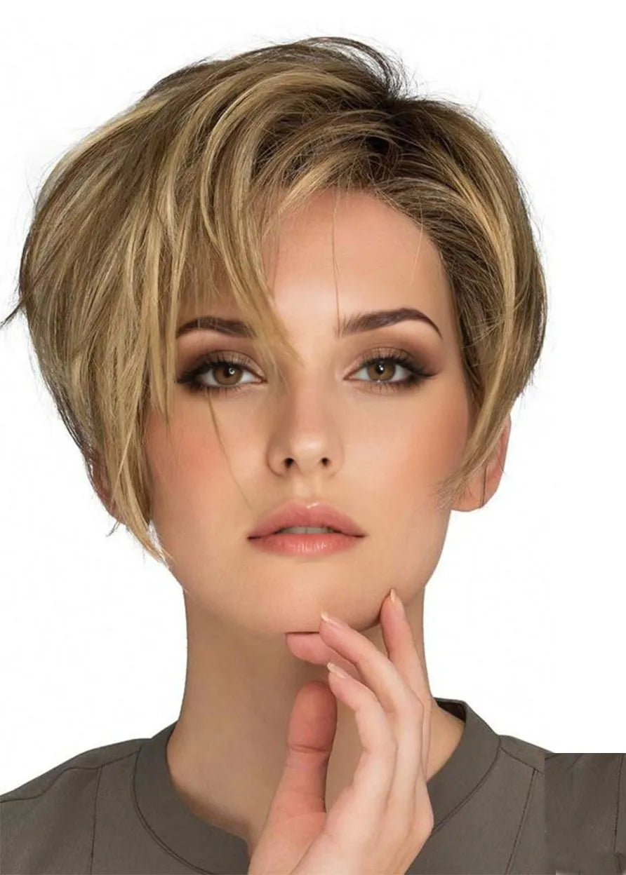 Fashion Women's Pixie Cut Side Part Bnags Hairstyles Synthetic Hair Wi ...