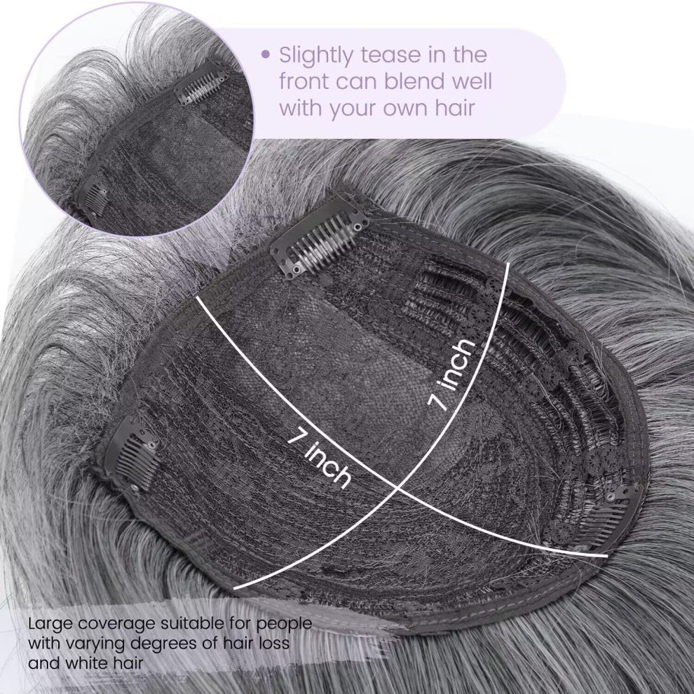 Human Hair Pieces Short Bob Hair Toppers with Bangs Side Part Hair ...