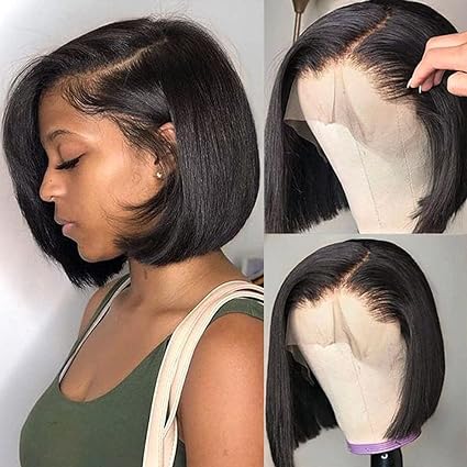 8 Inch Short Bob Wig Human Hair HD Lace Front Wigs For Black Women Sid ...