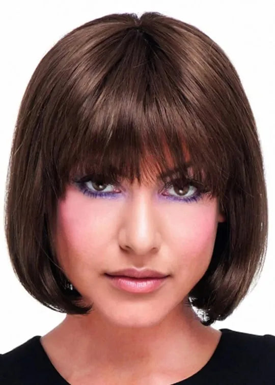 Women's Short Bob Hairstyles Straight Human Hair Wigs With Bangs Caple ...