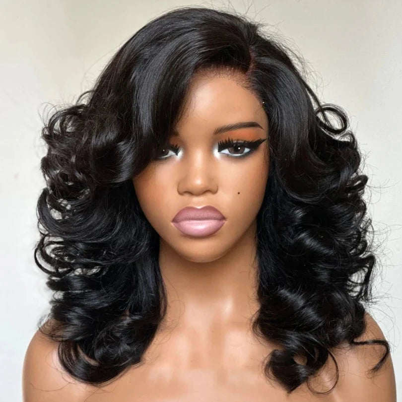 Shoulder Length Layered Wave Wig with Side Bangs – WigKiss