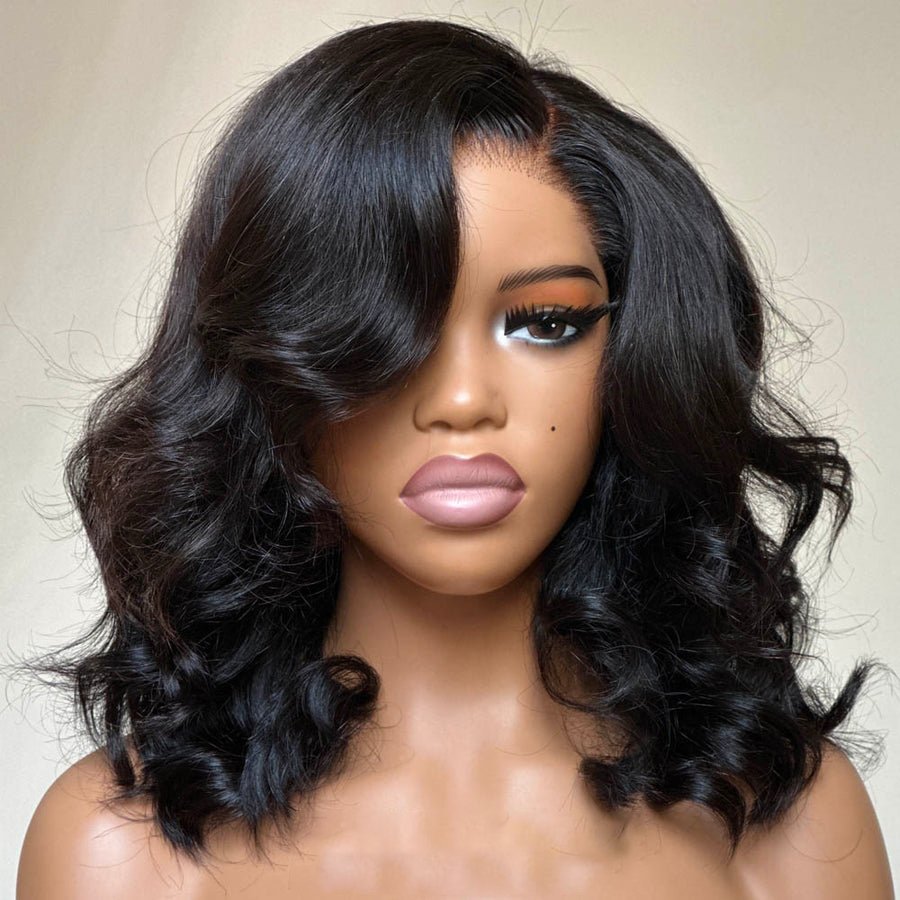 Side Bang Layered Human Hair Wig Afro Style Bob Wig – WigKiss